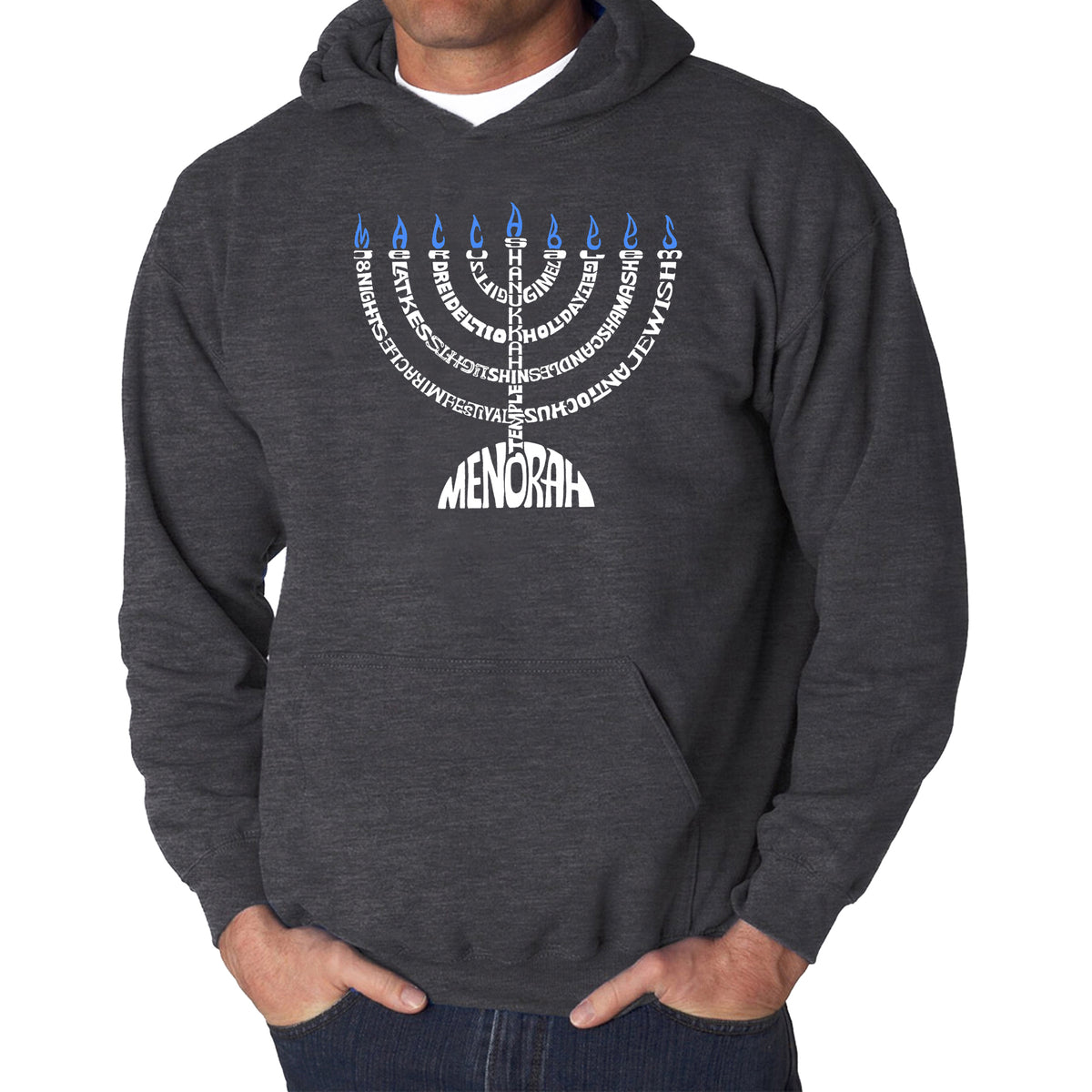 Menorah - Men's Word Art Hooded Sweatshirt – LA Pop Art