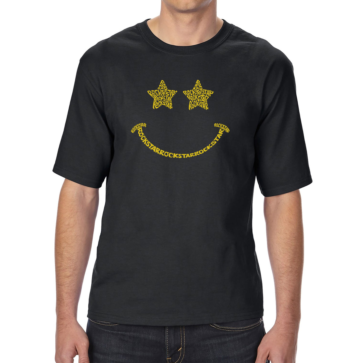 Rockstar Smiley - Men's Tall and Long Word Art T-Shirt – LA Pop Art