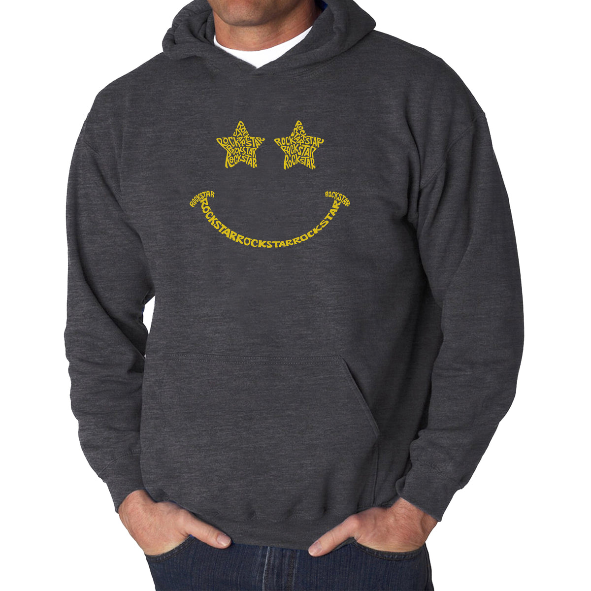 Rockstar Smiley - Men's Word Art Hooded Sweatshirt – LA Pop Art