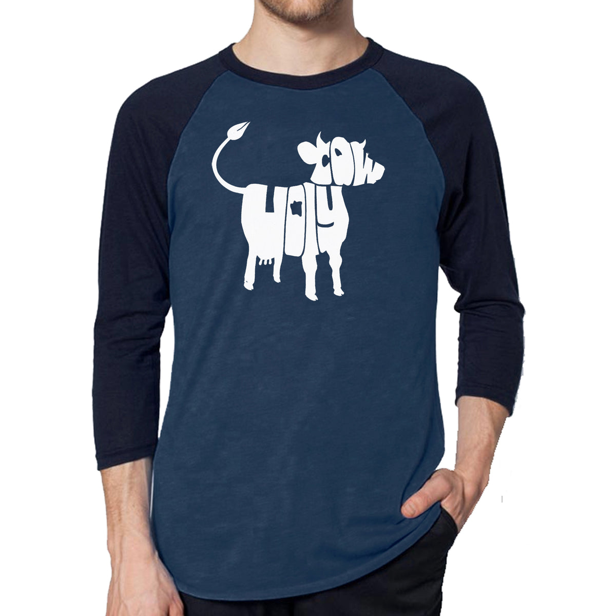 Holy Cow - Men's Raglan Baseball Word Art T-Shirt – LA Pop Art