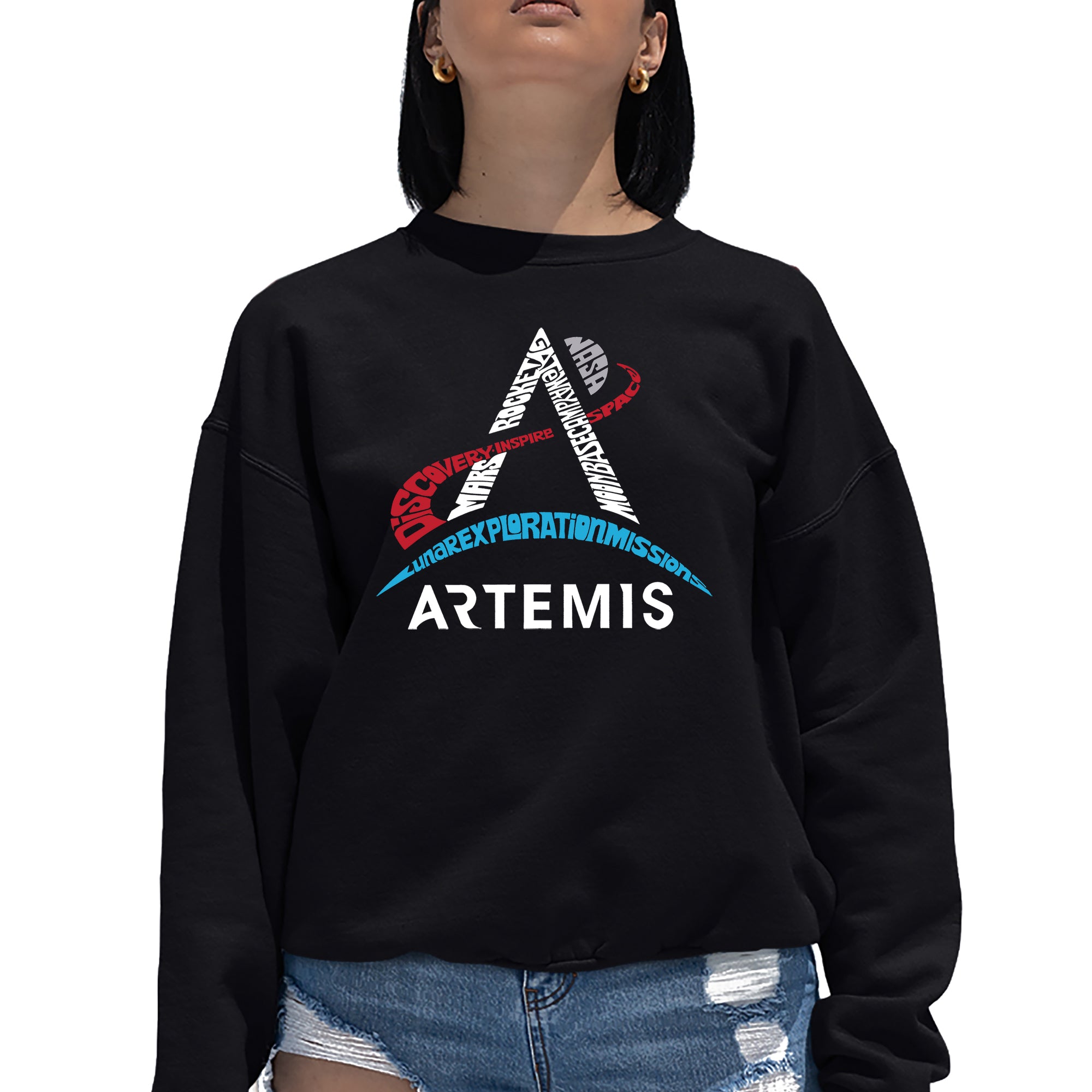 LA Pop Art Women's Word Art Crewneck Sweatshirt - ARTEMIS
